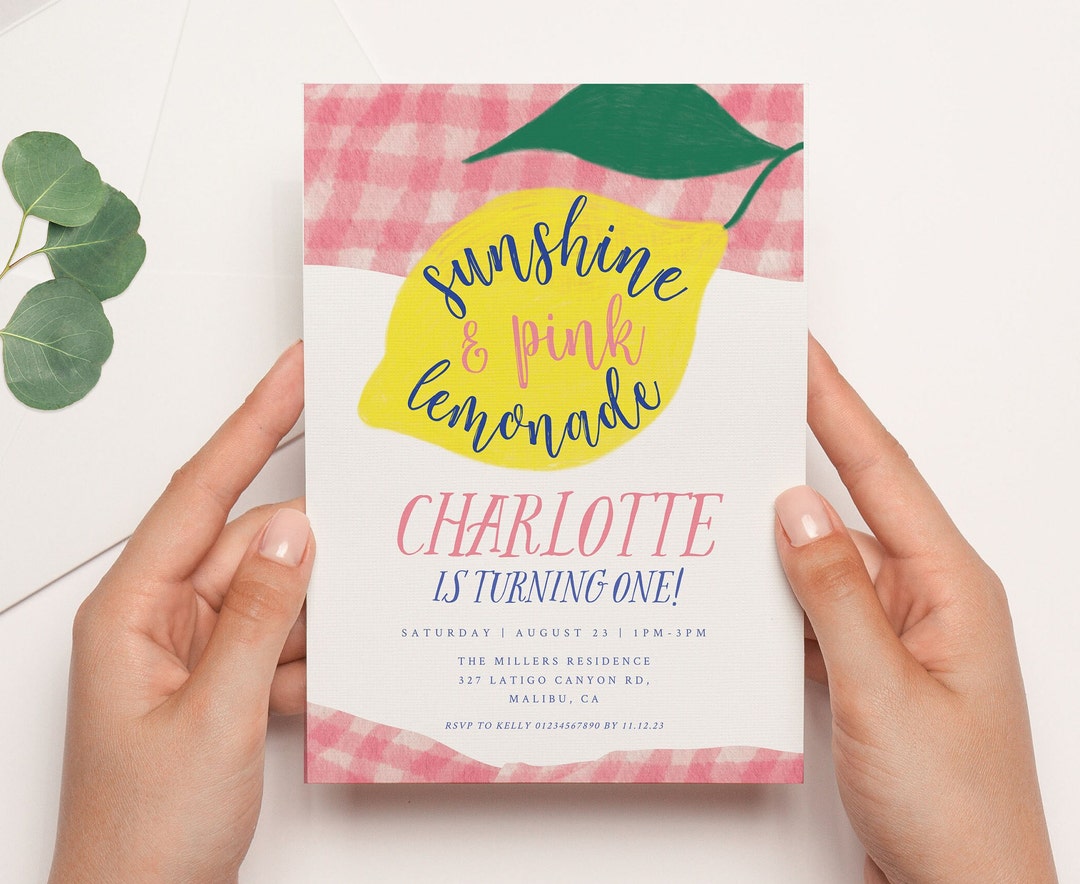 Pink Lemonade Invitation Lemonade Picnic Invitation Lemonade Party ...