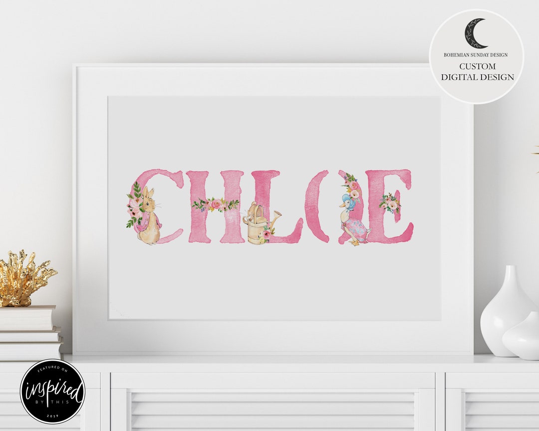 Pink Peter Rabbit Nursery Printable | Personalised Peter Rabbit Print ...