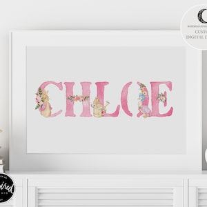 Pink Peter Rabbit Nursery Printable | Personalised Peter Rabbit Print ...