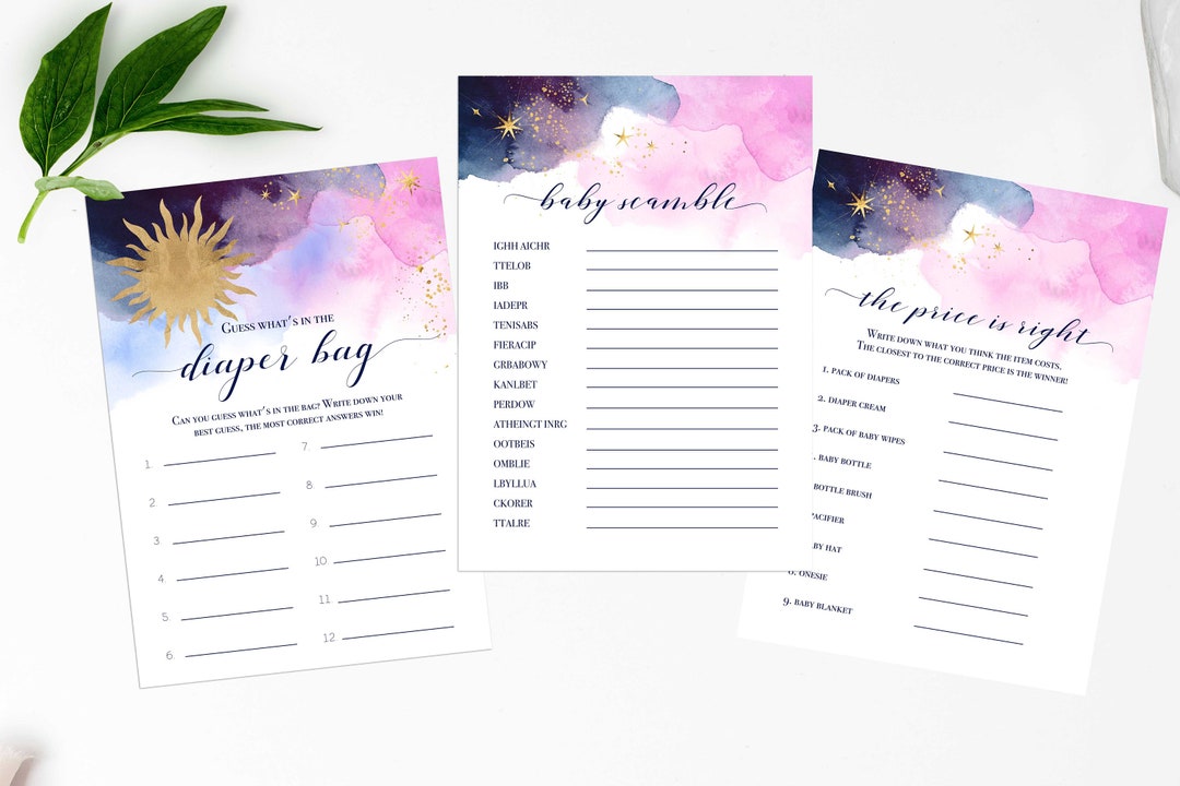 Celestial Baby Shower Games Set | Sun and Moon Baby Shower | Twinkle ...