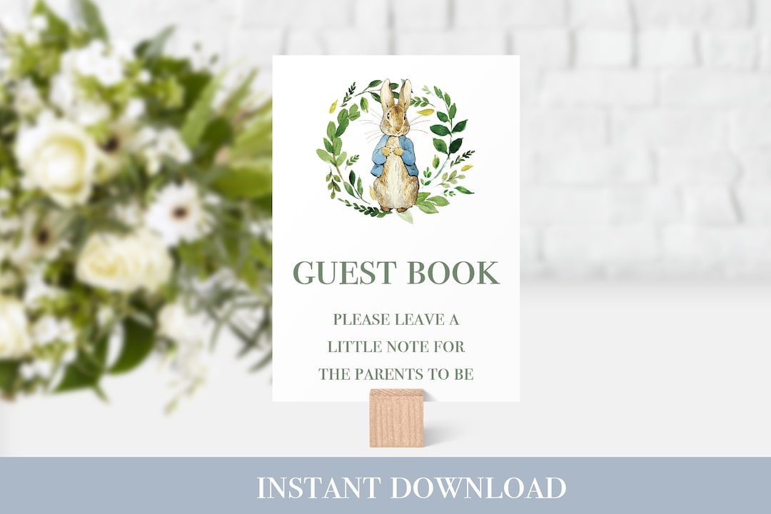 Peter Rabbit Guest Book Sign | Printable Peter Rabbit Guest Book Sign ...