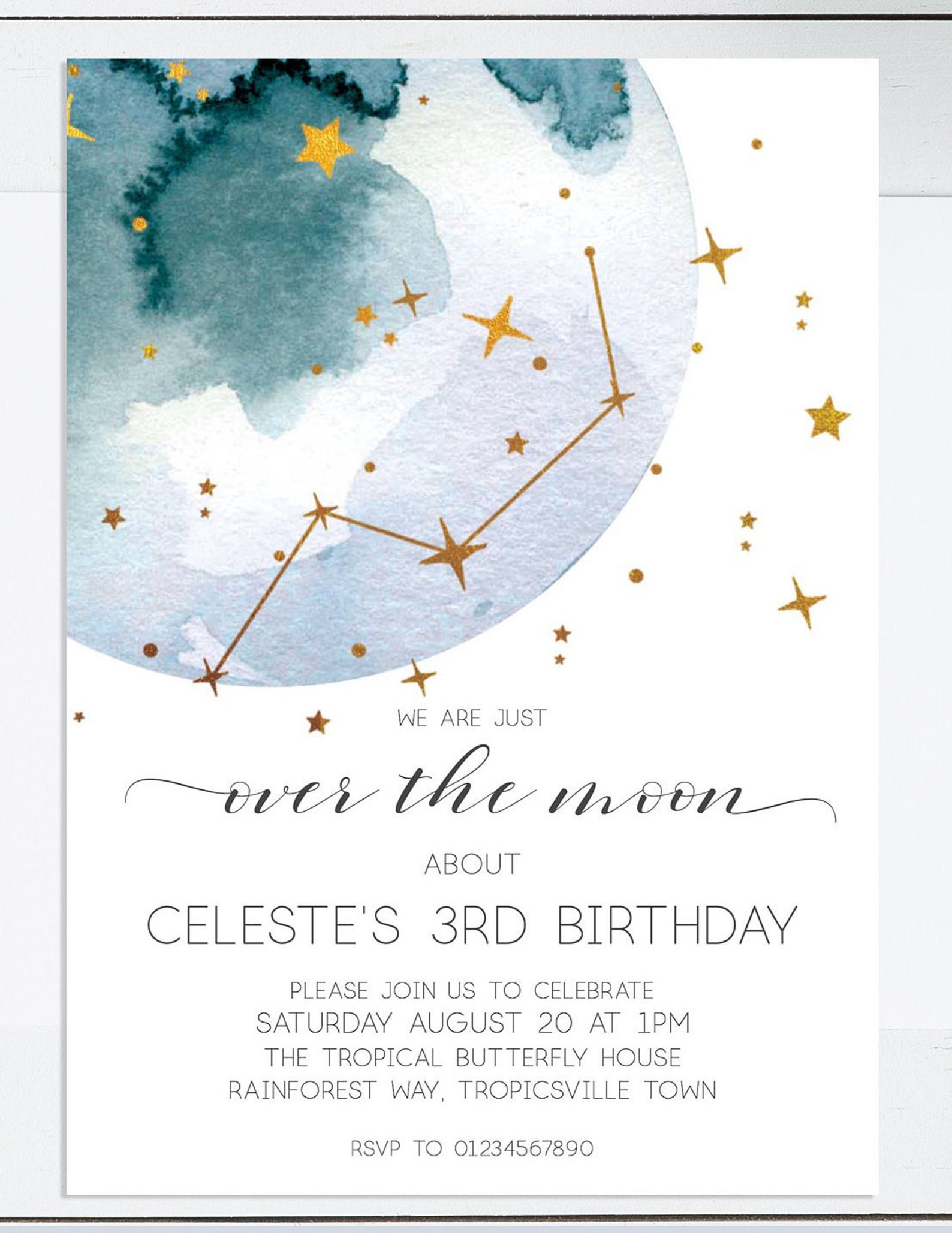 Moon Birthday Invitation Two the Moon Celestial Birthday | Etsy