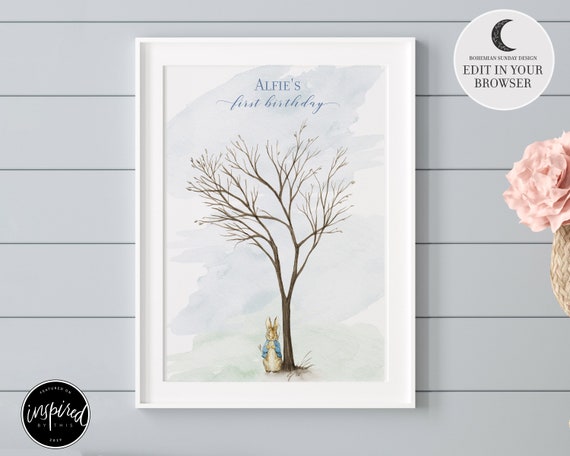 Peter Rabbit Fingerprint Guest Book Peter Rabbit Tree Guest - Etsy