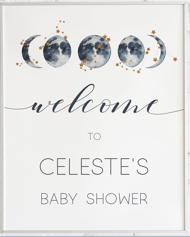 Moon Welcome Sign | Moon Baby Shower | Moon Birthday | Moon Phases ...