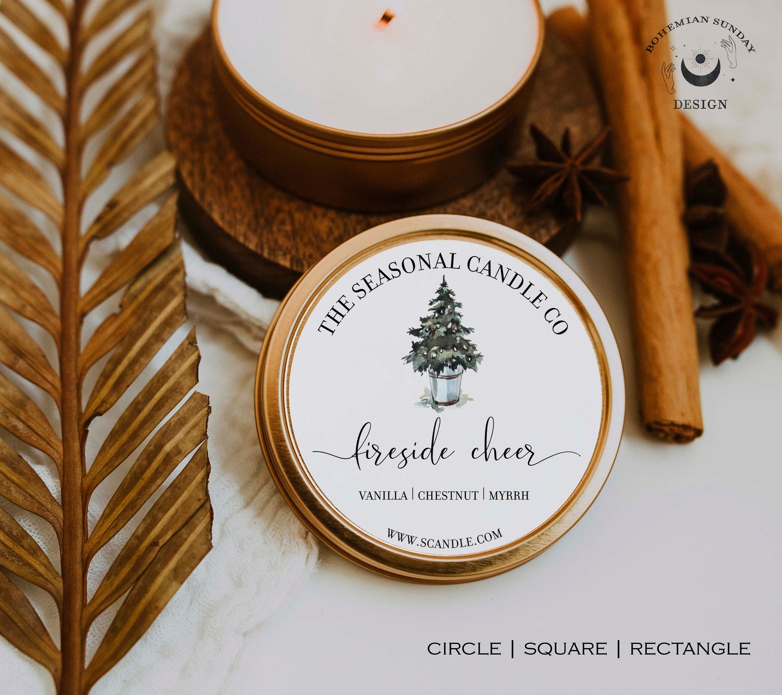 3 X Christmas Candle Label Templates Candle Branding - Etsy
