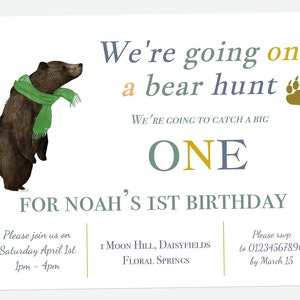Woodland First Birthday Invitation | We're Going on a Bear Hunt ...