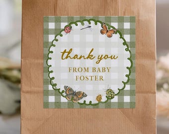 Love Bug Sticker Template: Gingham Bug Favour Tag - Etsy