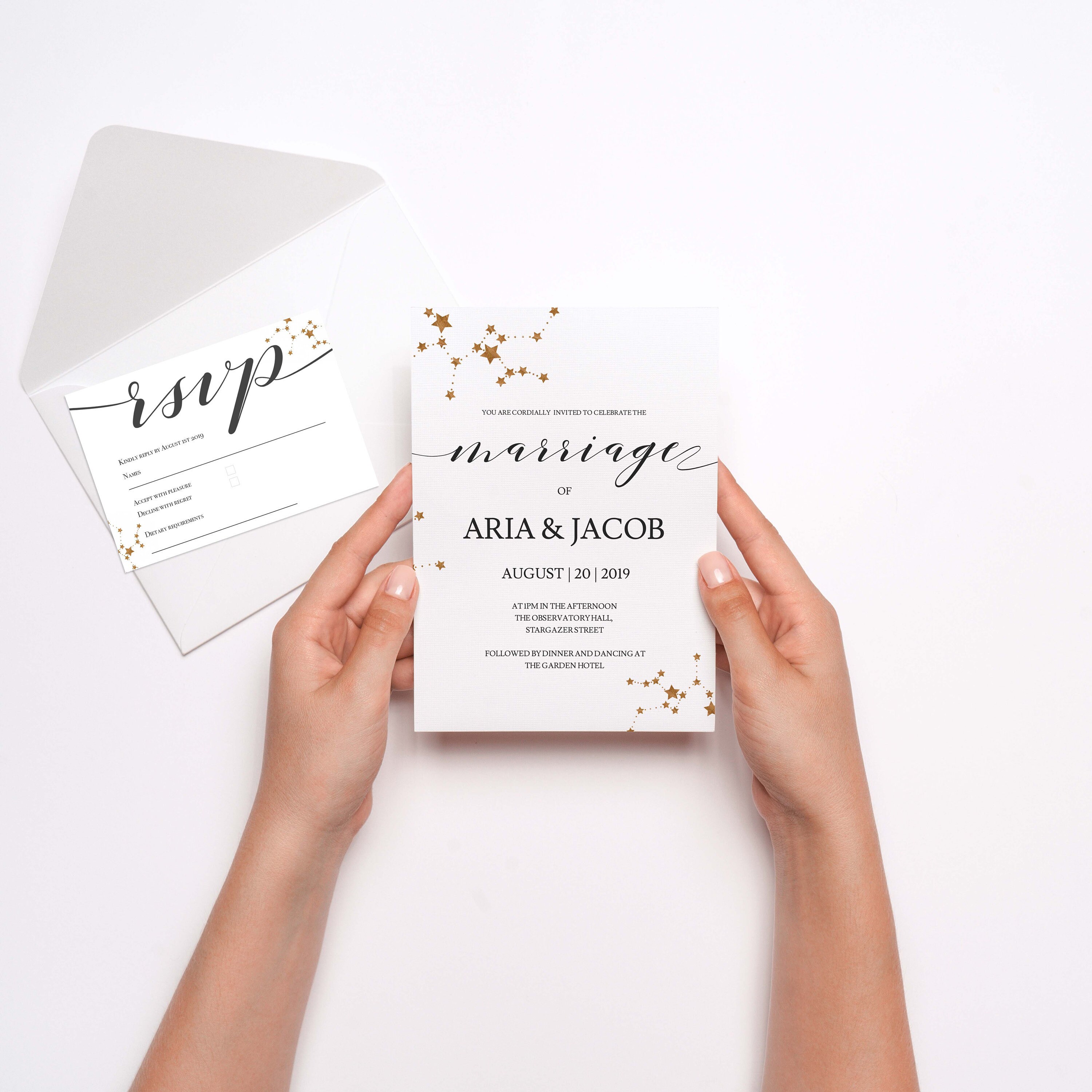 Celestial Wedding Invitation | Gold Stars Invitation | Constellation ...