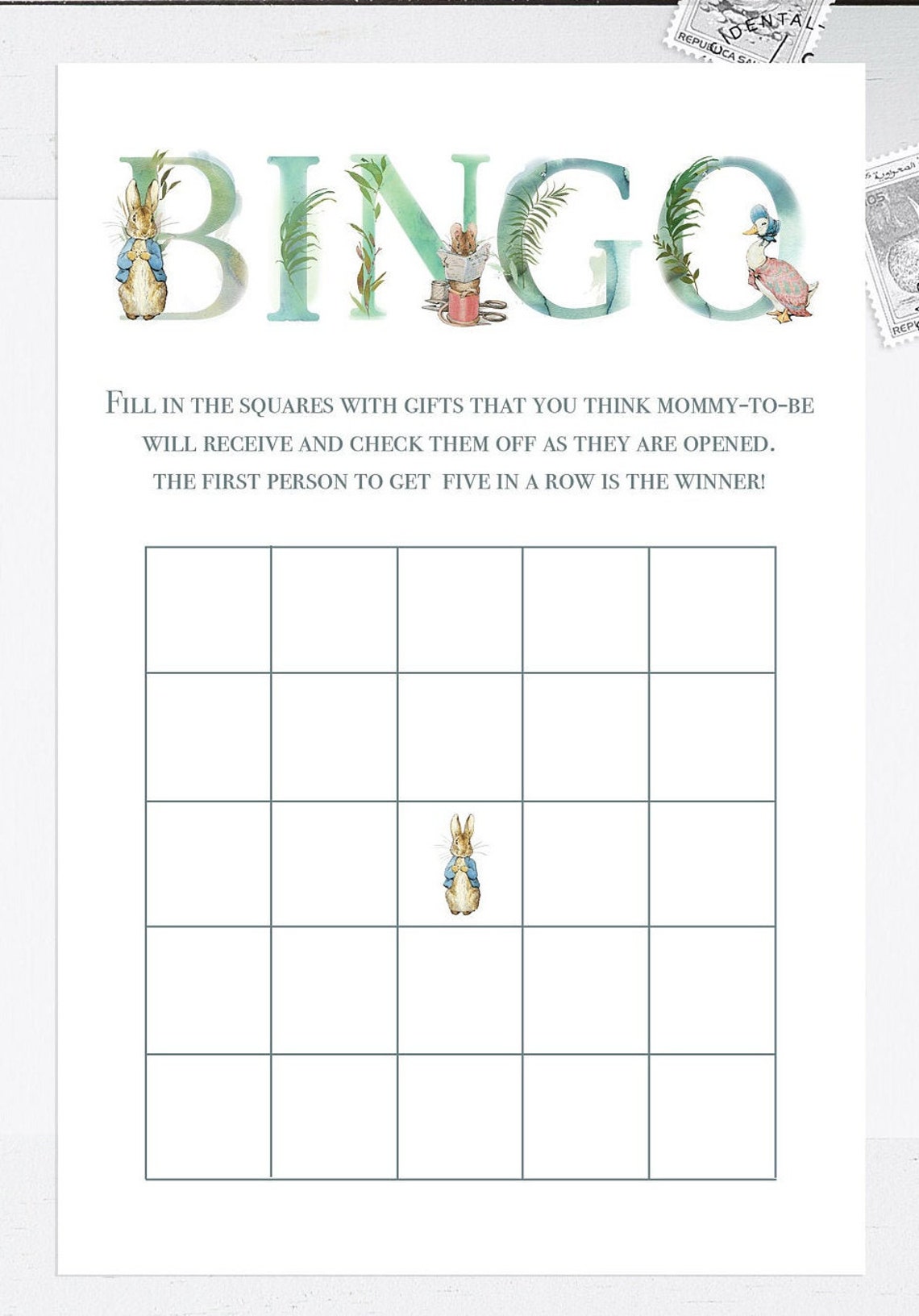 Peter Rabbit Baby Shower Peter Rabbit Bingo Baby Bingo - Etsy