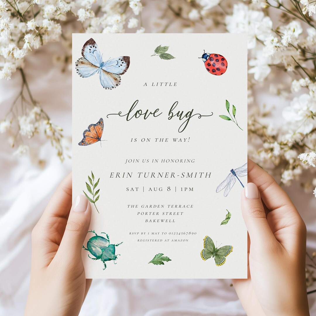 A Little Love Bug Baby Shower Invitation | Cute Bug Baby Shower ...