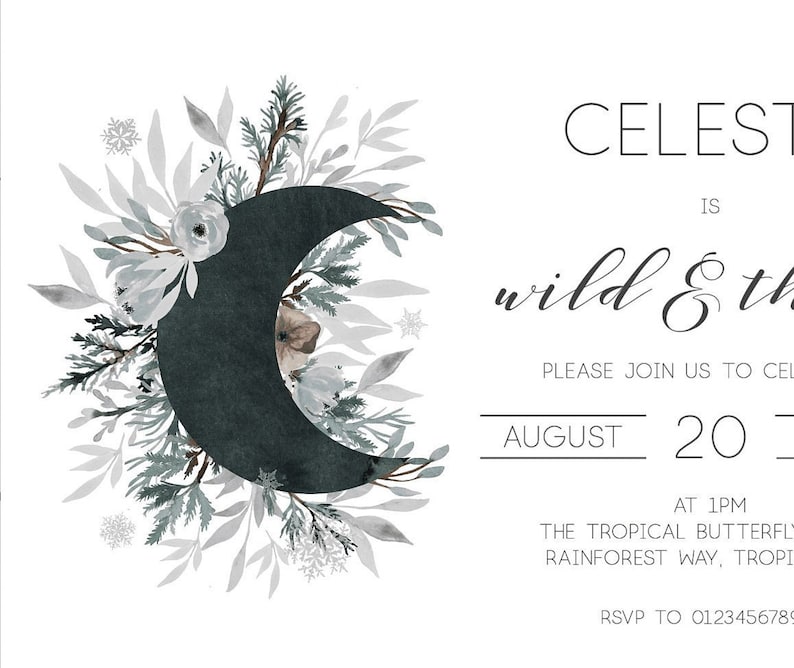 Moon Birthday Invitation Moon Baby Shower Celestial Party - Etsy