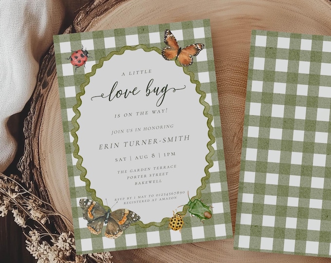 Love Bug Baby Shower Invitation: Gingham Garden Theme - Etsy