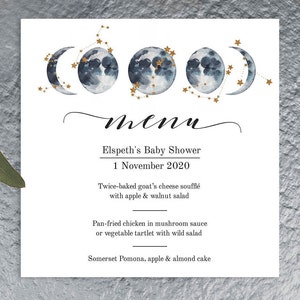 Moon Phases Menu | Printable Moon Menu | Celestial Menu | Celestial ...
