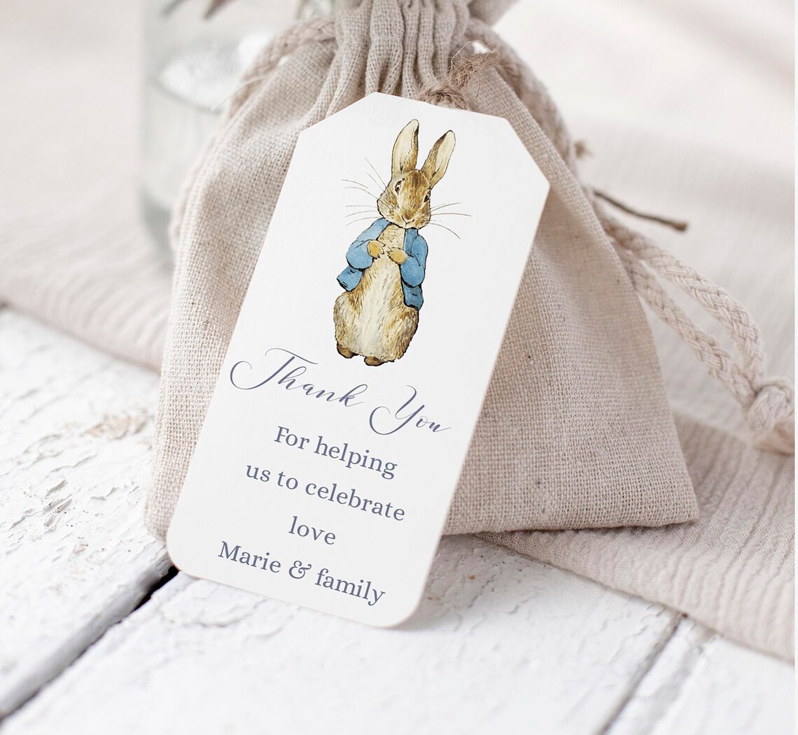 Peter Rabbit Favour Tag | Peter Rabbit Thank You Tag | Editable Thank ...
