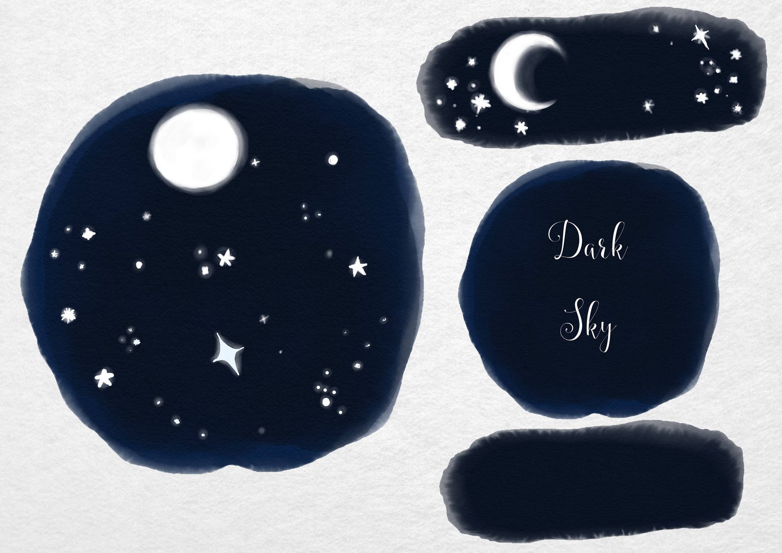 Watercolour Night Sky Clipart Moon Stars Celestial Watercolor - Etsy