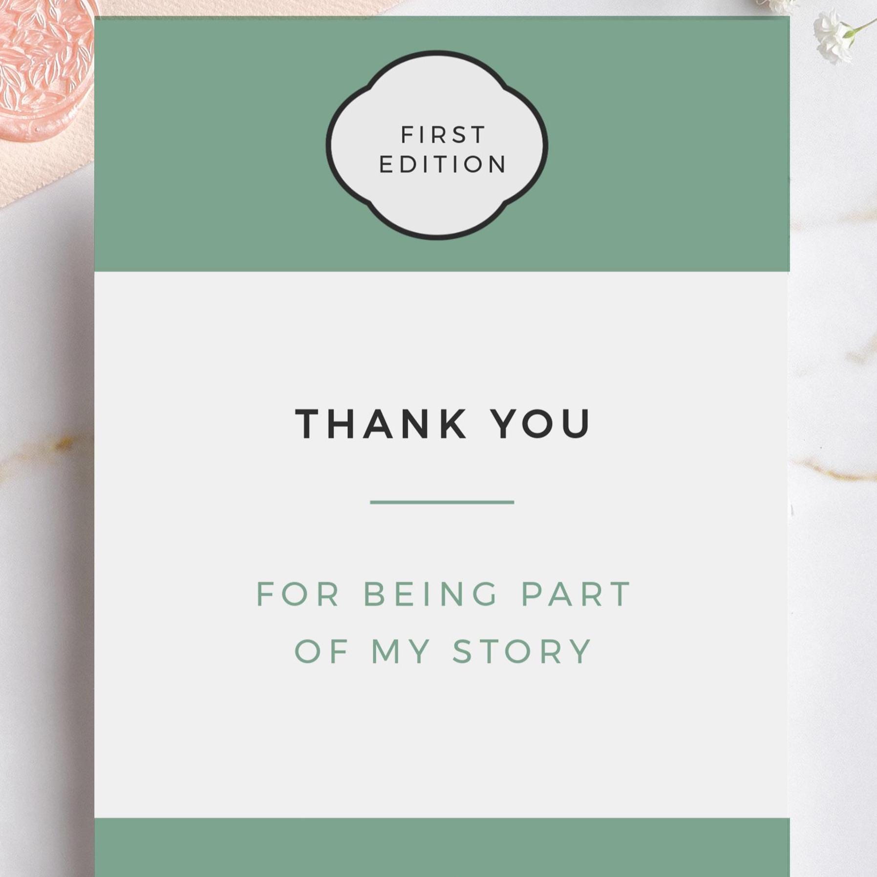 1st Chapter Birthday Thank You Card | One for the Books Birthday Thank ...