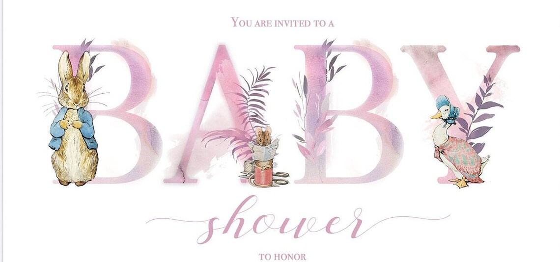 Peter Rabbit Baby Shower Pink Invitation Girls Peter Rabbit - Etsy UK