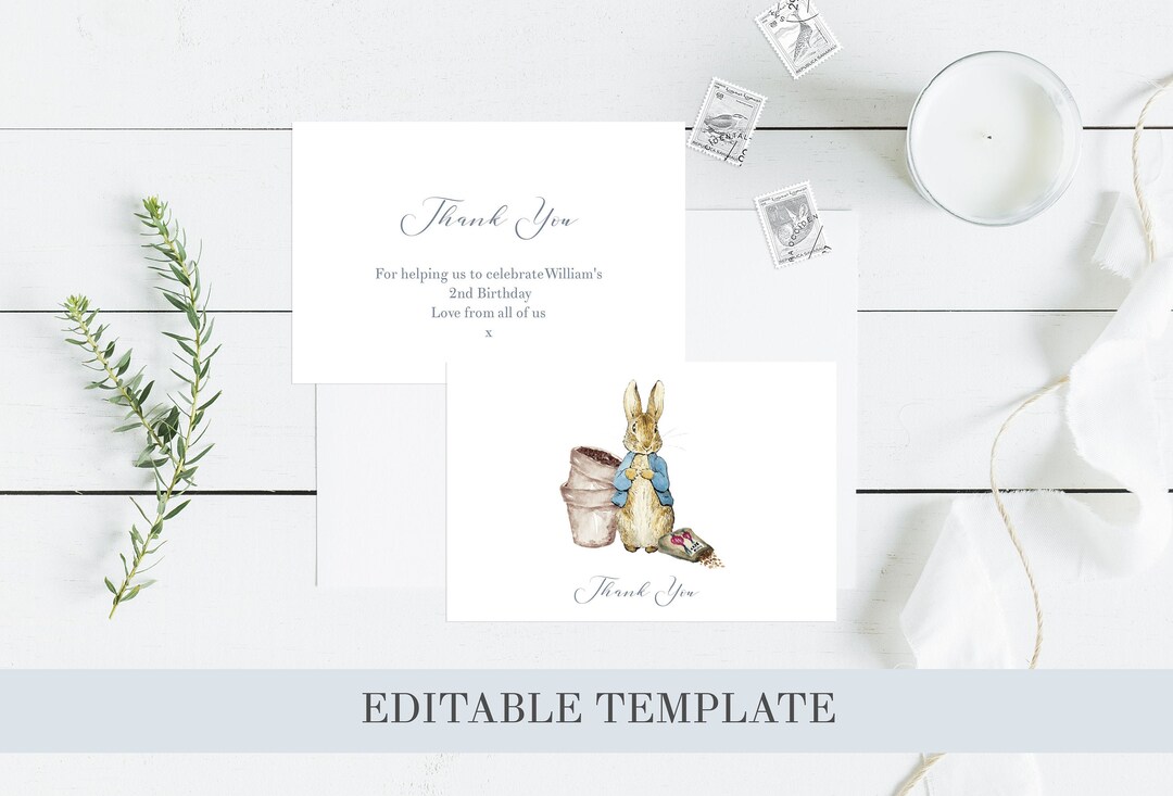 Peter Rabbit Thank You Card | Floral Peter Rabbit Birthday | Peter ...