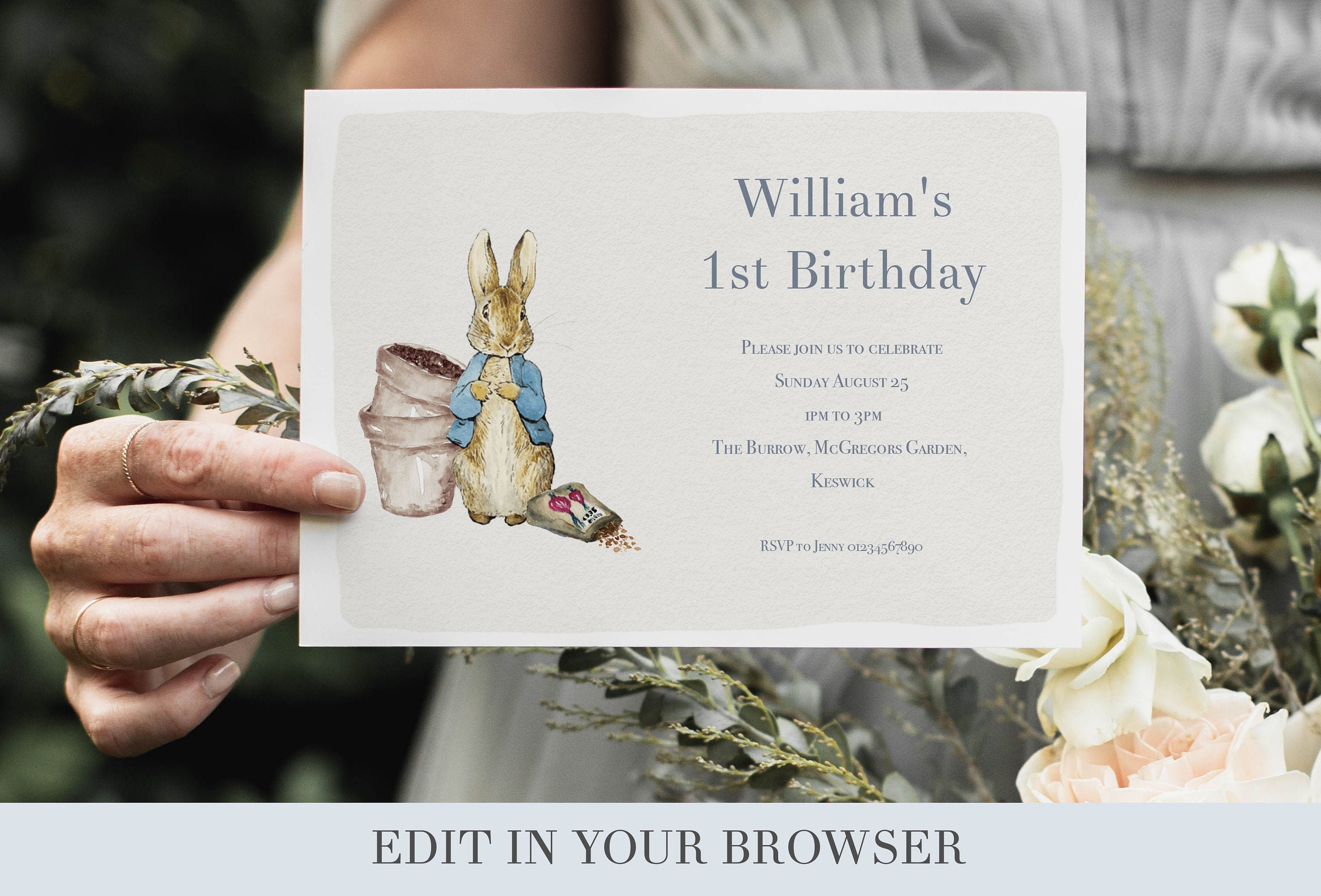 Peter Rabbit Invitation Peter Rabbit Baptism Invitation | Etsy