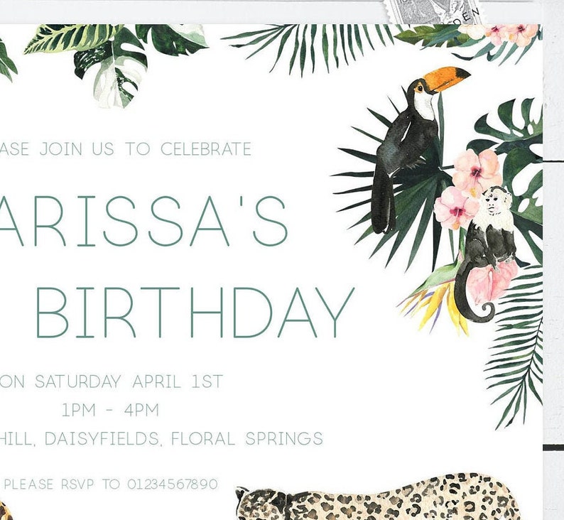Rainforest Birthday Invitation, Editable Jungle Birthday, Jungle Theme ...