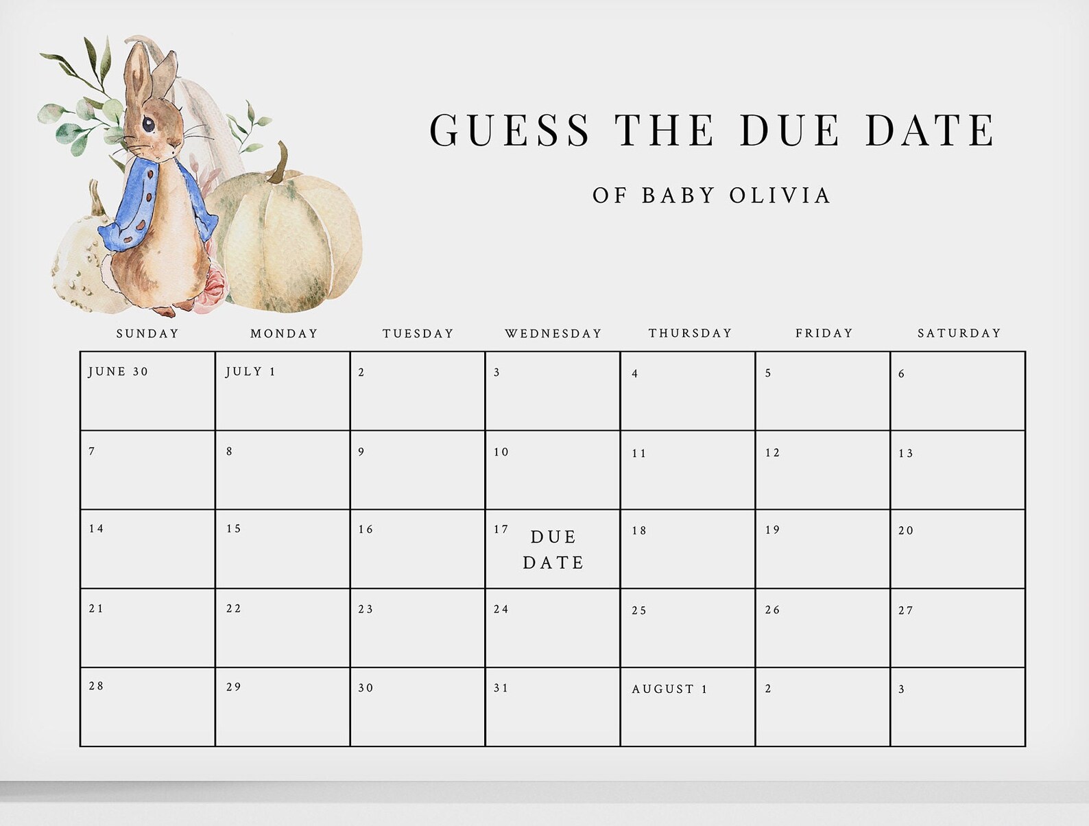 Peter Rabbit Pumpkin Baby Shower Game Peter Rabbit Guess the - Etsy