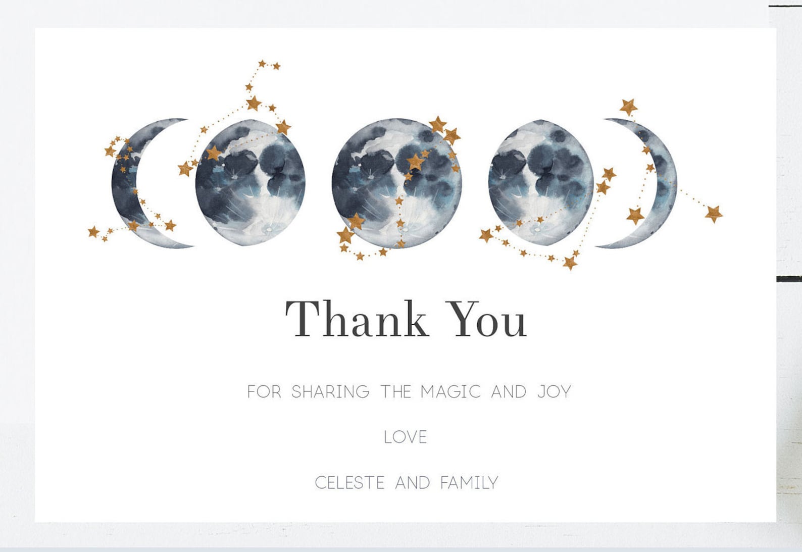 Moon Thank You Card Moon Baby Shower Moon Birthday Moon - Etsy UK