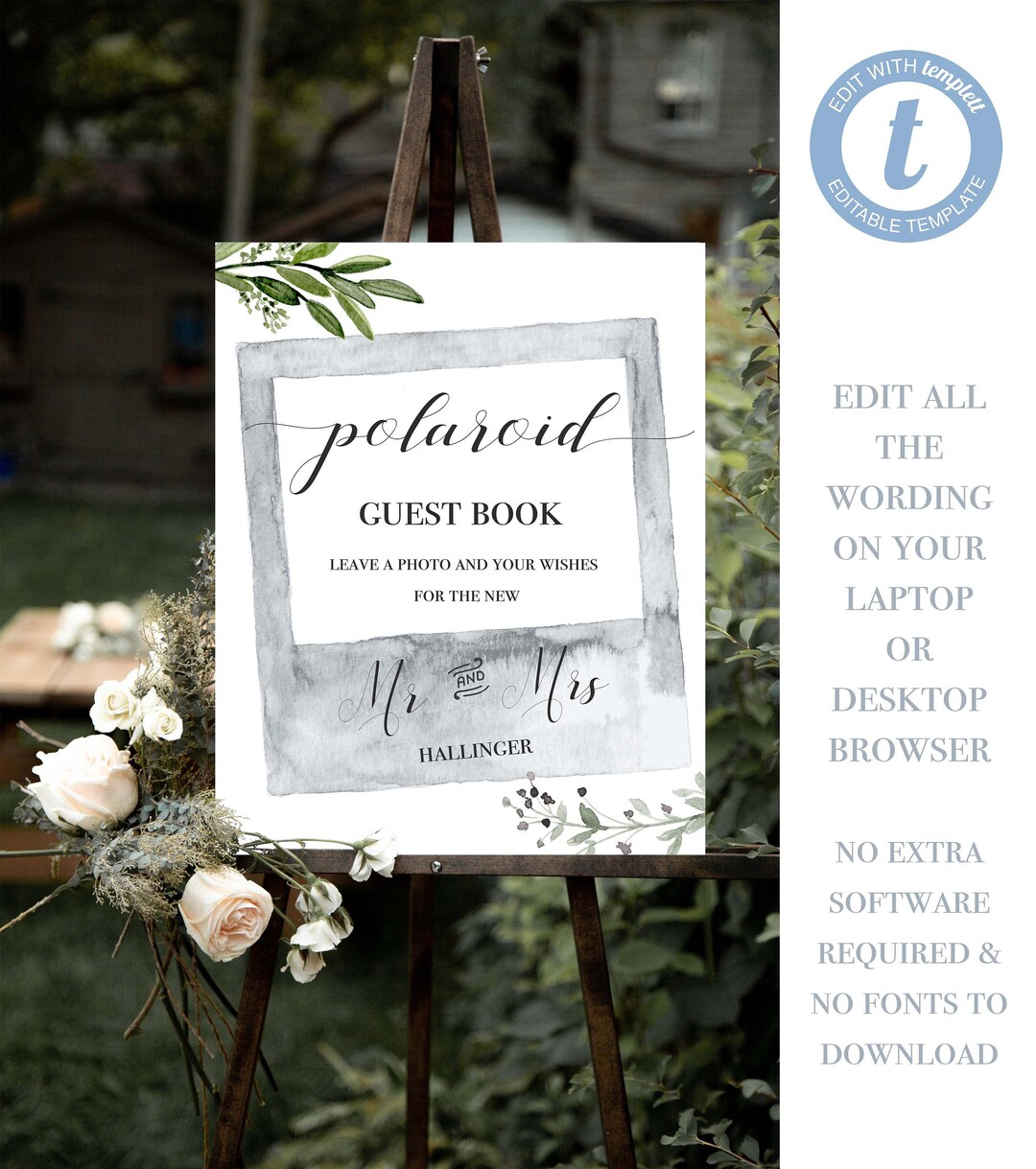 Editable Wedding Photo Booth Sign , Polaroid Wedding Photo Guest Book ...