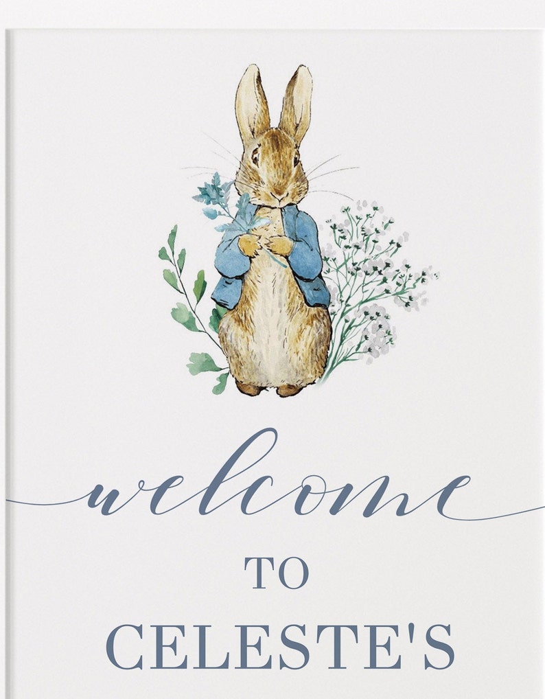 Peter Rabbit Welcome Sign Digital Peter Rabbit Baby Shower | Etsy