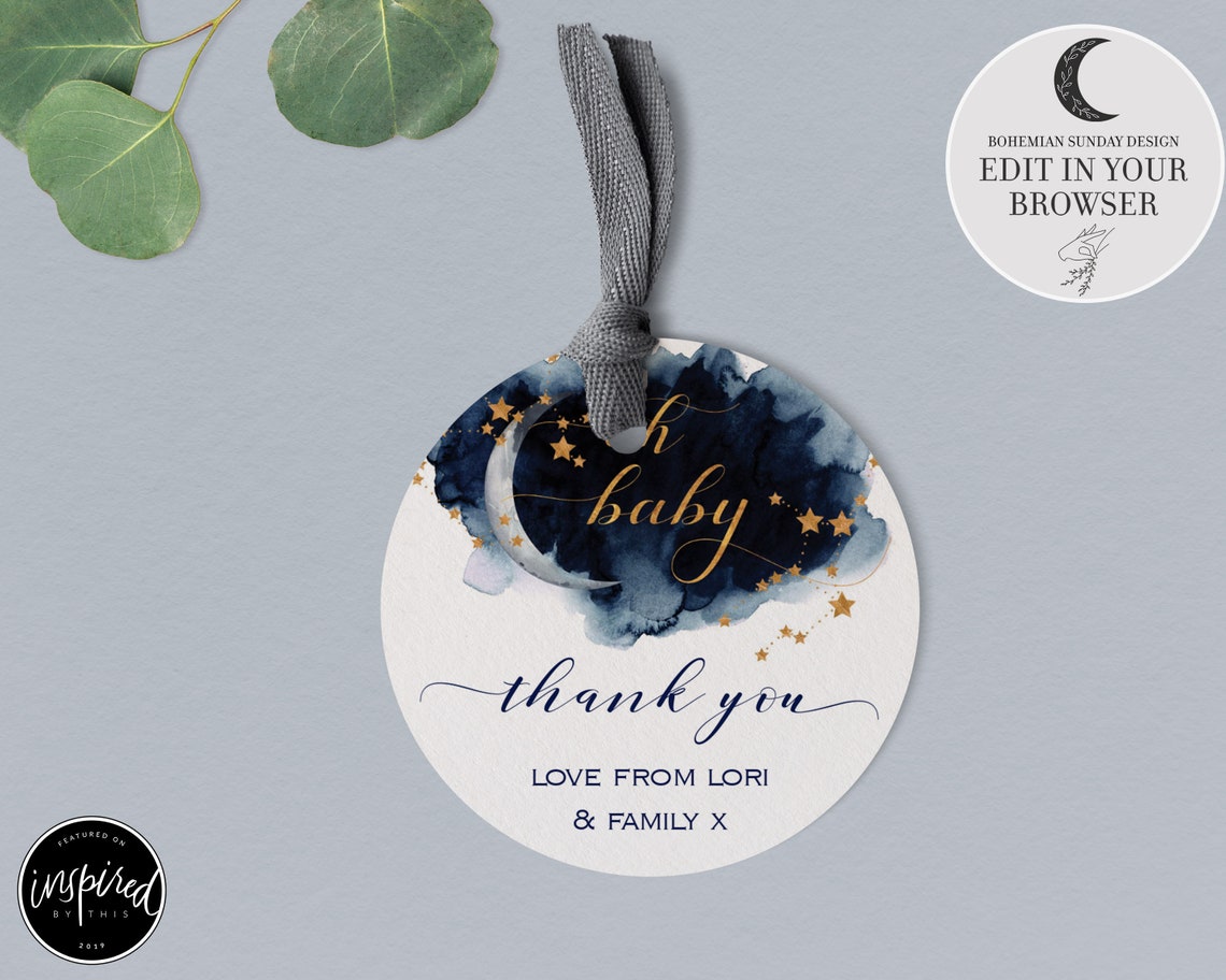 Celestial Baby Shower Favour Tag | Moon Baby Favour Tag | Moon Thank ...