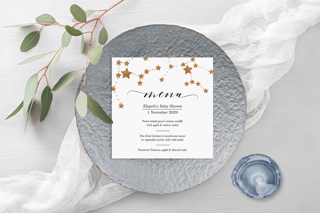 Celestial Menu | Gold Stars Menu | Celestial Party Theme | Celestial ...
