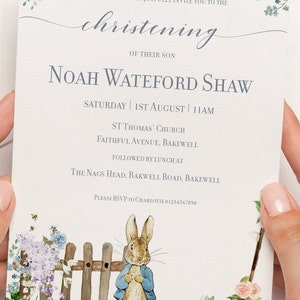 Peter Rabbit Christening Invitation | Peter Rabbit Baptism Invitation ...
