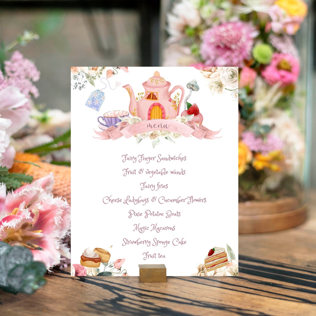 Fairy Tea Party Menu | Girls Fairy Par-tea Menu | Garden Tea Party ...