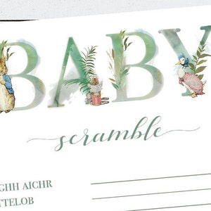 Peter Rabbit Baby Scramble | Peter Rabbit Baby Shower Game | INSTANT ...