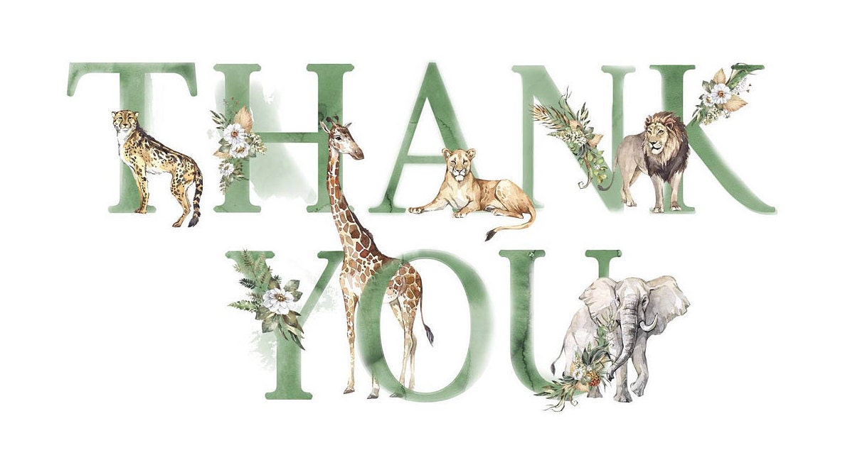 Safari Birthday Thank You Card | Safari Party | Jungle Thank You ...