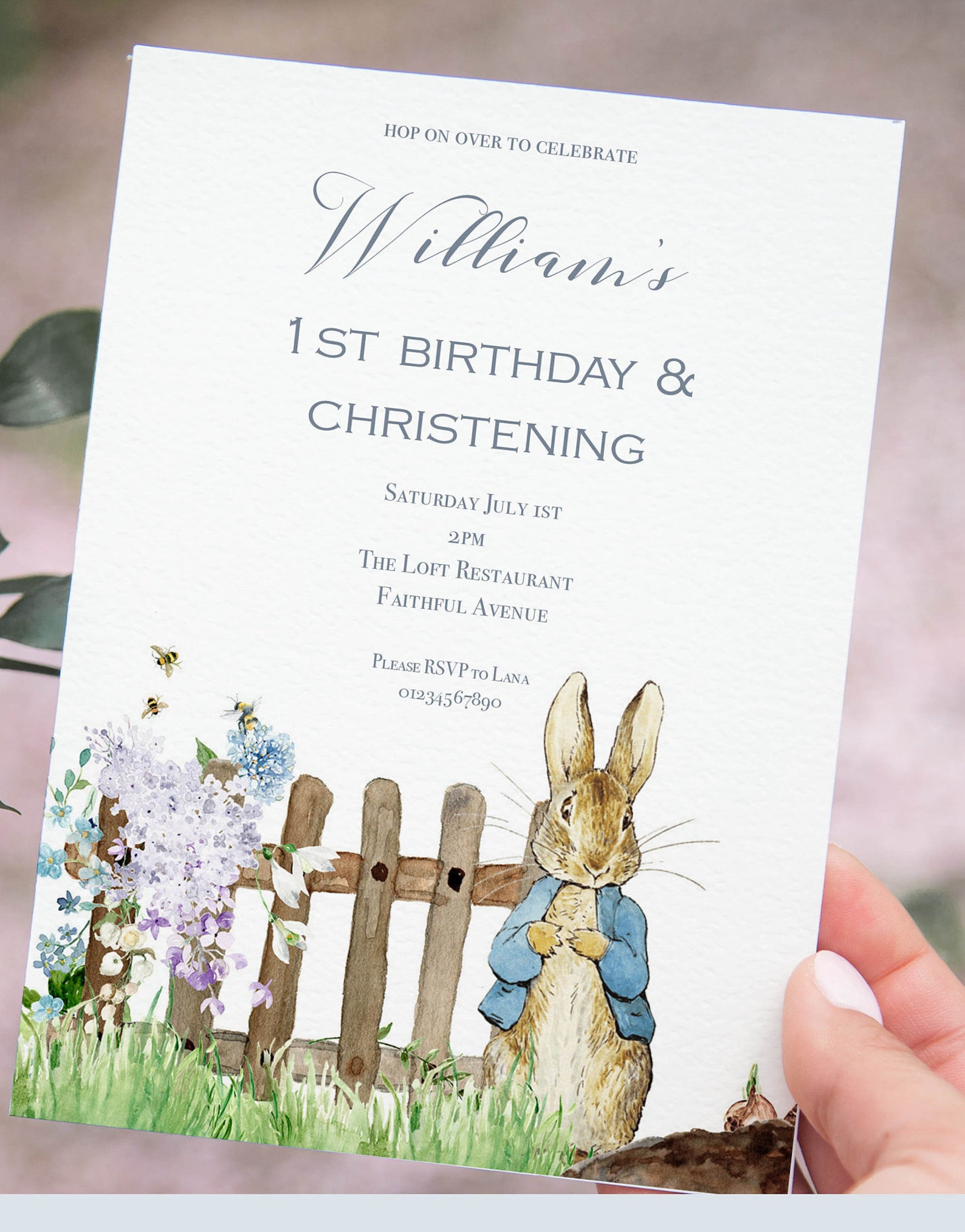 Peter Rabbit Birthday Invitation Peter Rabbit Baptism - Etsy