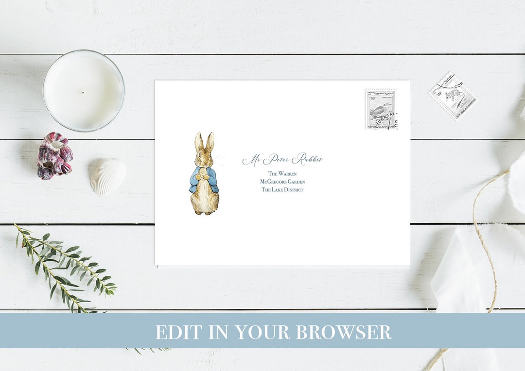 Peter Rabbit Envelope Template | Peter Rabbit Birthday | Rabbit Baby ...