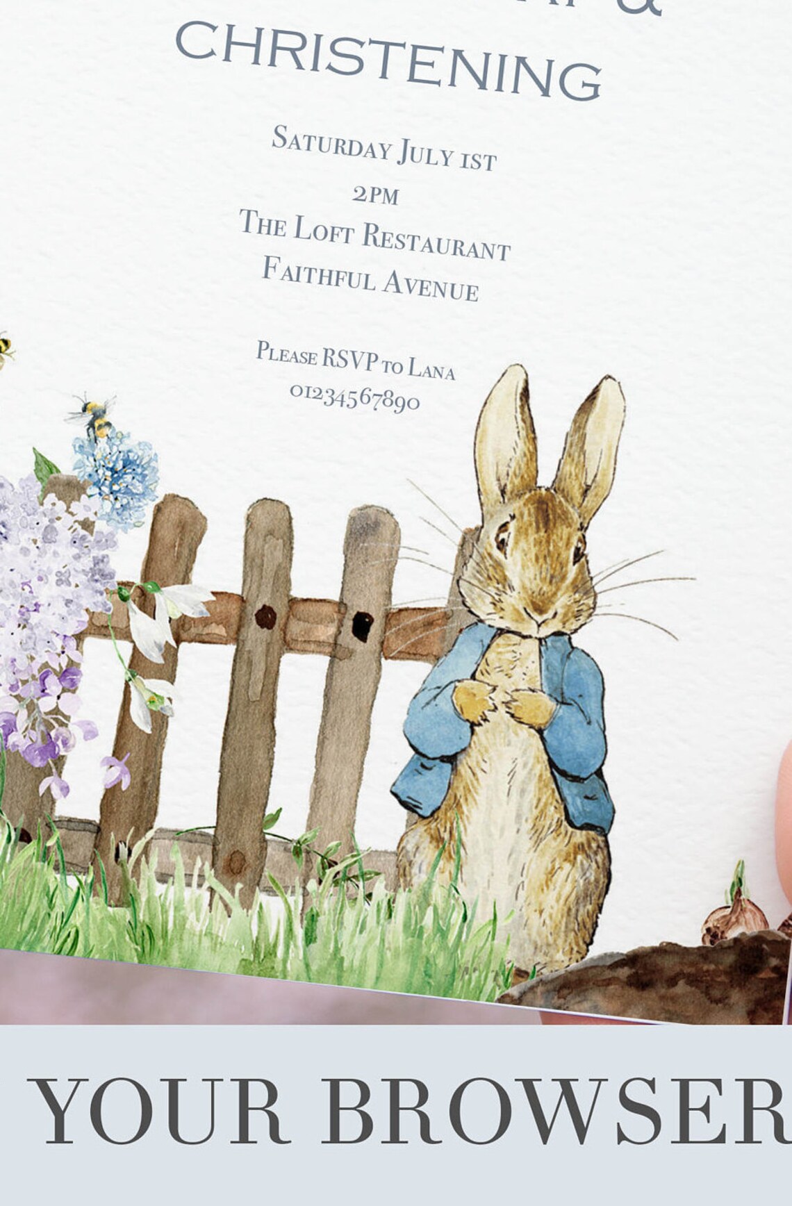 Peter Rabbit Birthday Invitation Peter Rabbit Baptism - Etsy