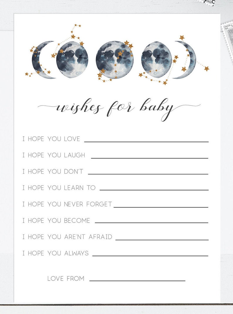 Moon Baby Shower Game Moon Wishes for Baby Celestial Baby - Etsy
