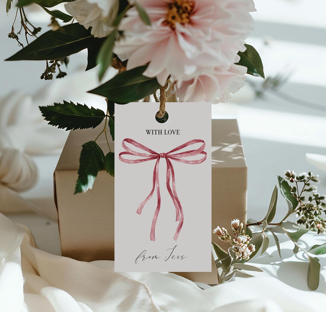 Editable Bow Thank You Tag | Bow Favour Tag | Bow Gift Tag - Etsy