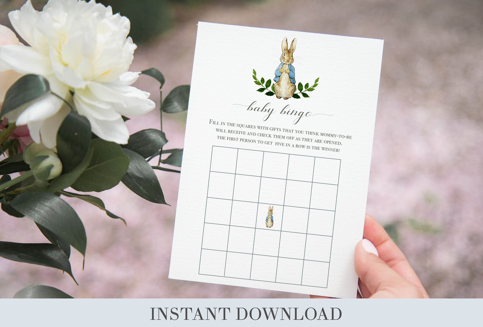 Minimal Peter Rabbit Baby Shower Peter Rabbit Bingo Rabbit | Etsy