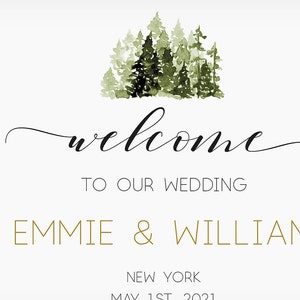 Editable Forest Wedding Welcome Sign Woodland Wedding - Etsy