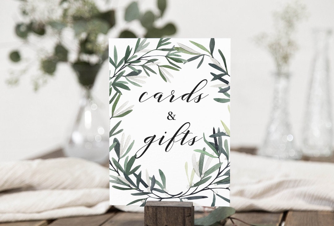 Greenery Cards & Gifts Sign | Greenery Wedding Sign | Floral Wreath ...
