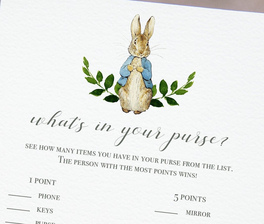 Peter Rabbit Baby Shower Game Peter Rabbit What's in - Etsy UK