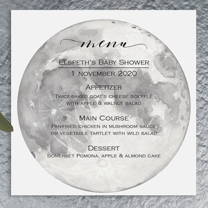 Moon Menu | Editable Moon Menu | Full Moon Party | Celestial Menu ...