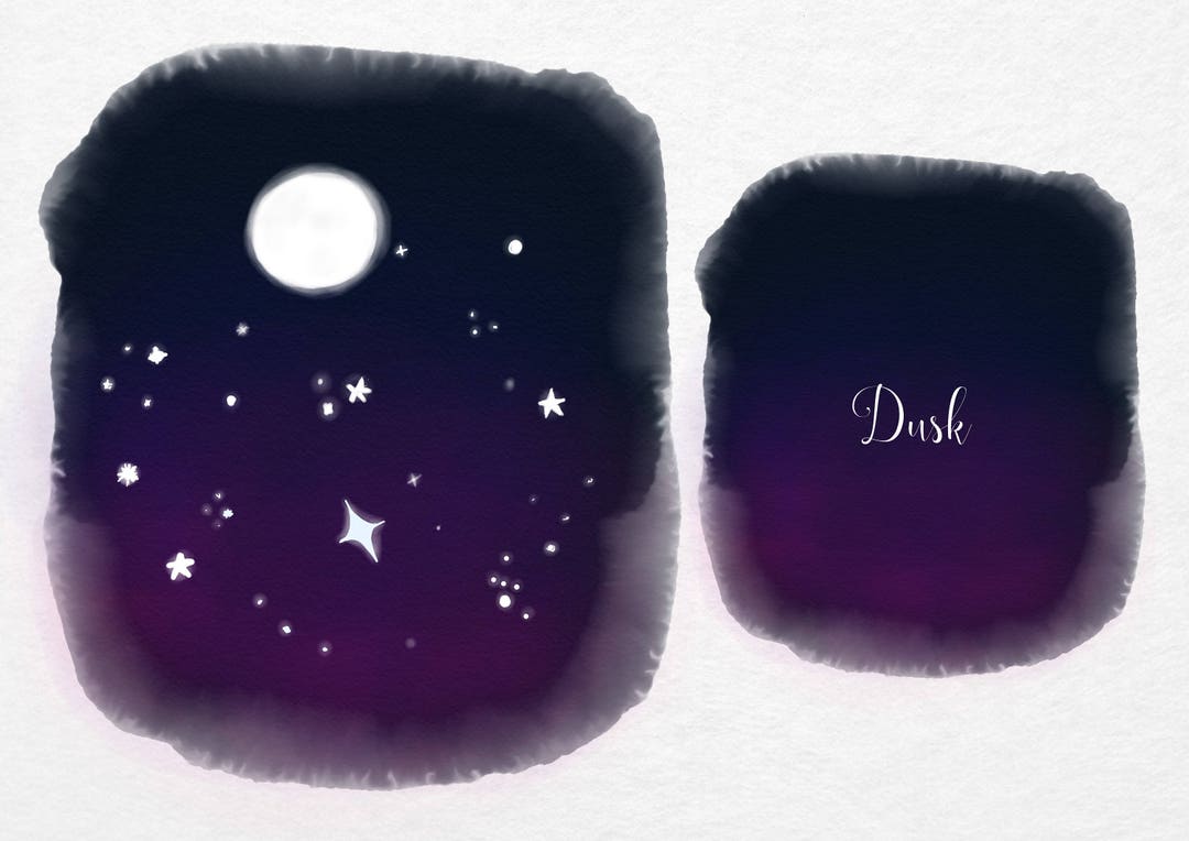 Watercolour Night Sky Clipart Moon Stars Celestial Watercolor Pastel ...