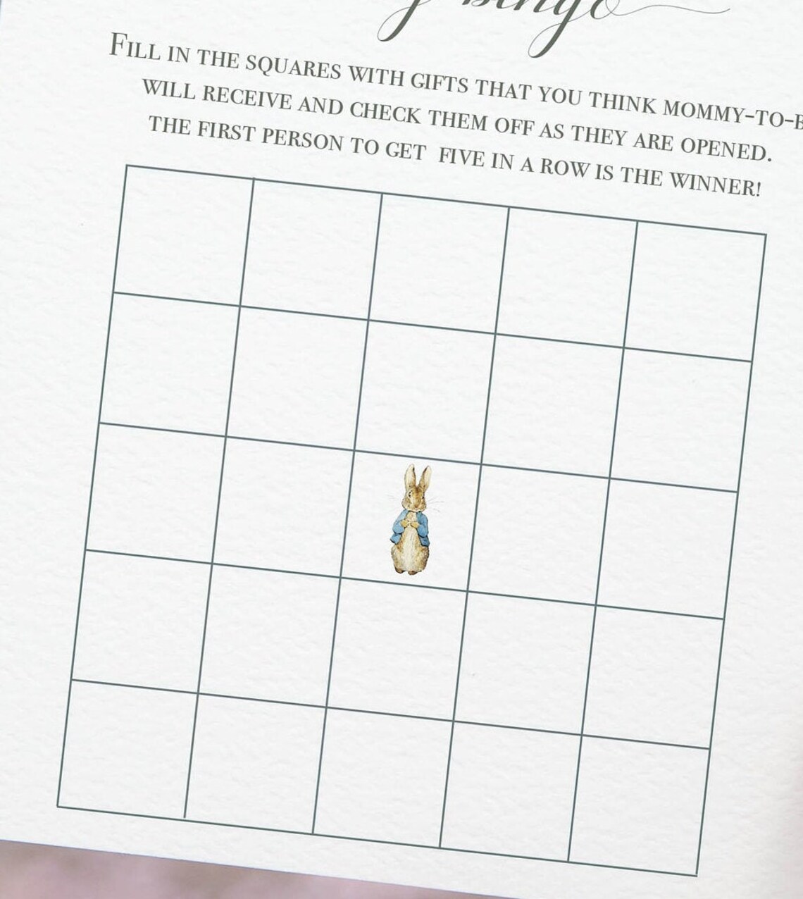 Minimal Peter Rabbit Baby Shower Peter Rabbit Bingo Rabbit | Etsy
