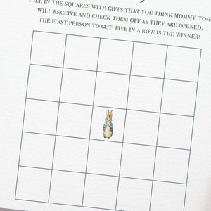 Minimal Peter Rabbit Baby Shower | Peter Rabbit Bingo | Rabbit Baby ...