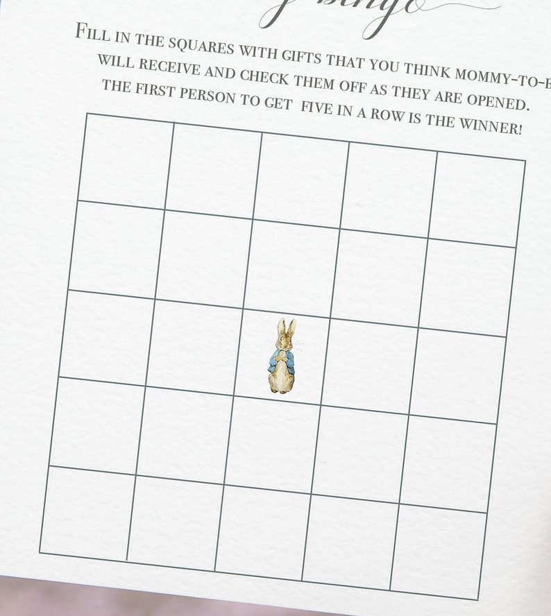 Minimal Peter Rabbit Baby Shower Peter Rabbit Bingo Rabbit - Etsy