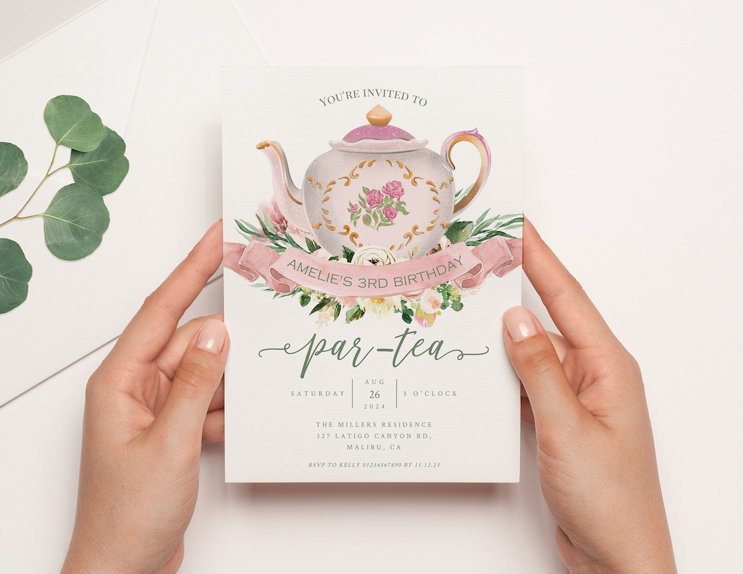 Tea Party Birthday Invitation | Girls Par-tea Invitation | Garden Tea ...