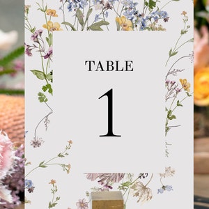 Floral Table Numbers | Wild Flower Table Numbers | Pressed Flower ...